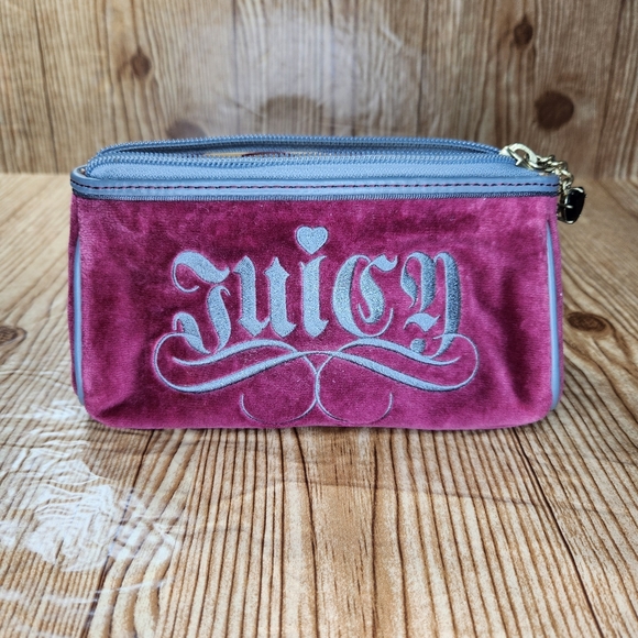 Juicy Couture | Bags | Juicy Couture Y2k Velour Maroon And Gray Makeup ...